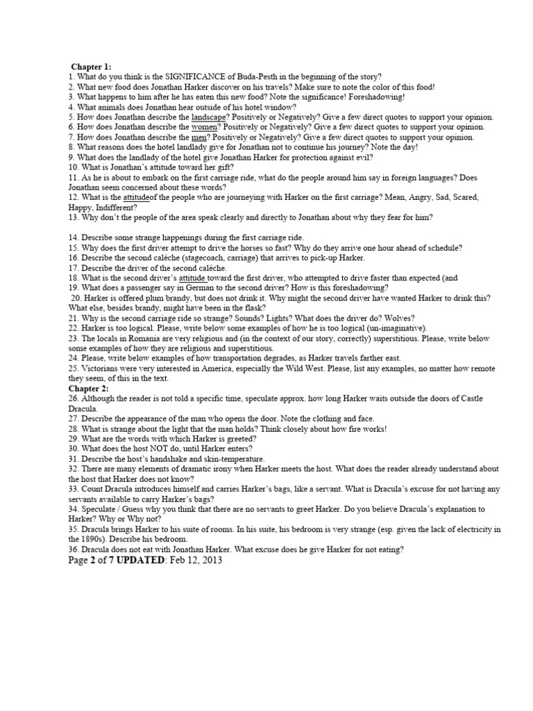 Study Guide Questions Book | PDF | Mina Harker | Abraham Van Helsing