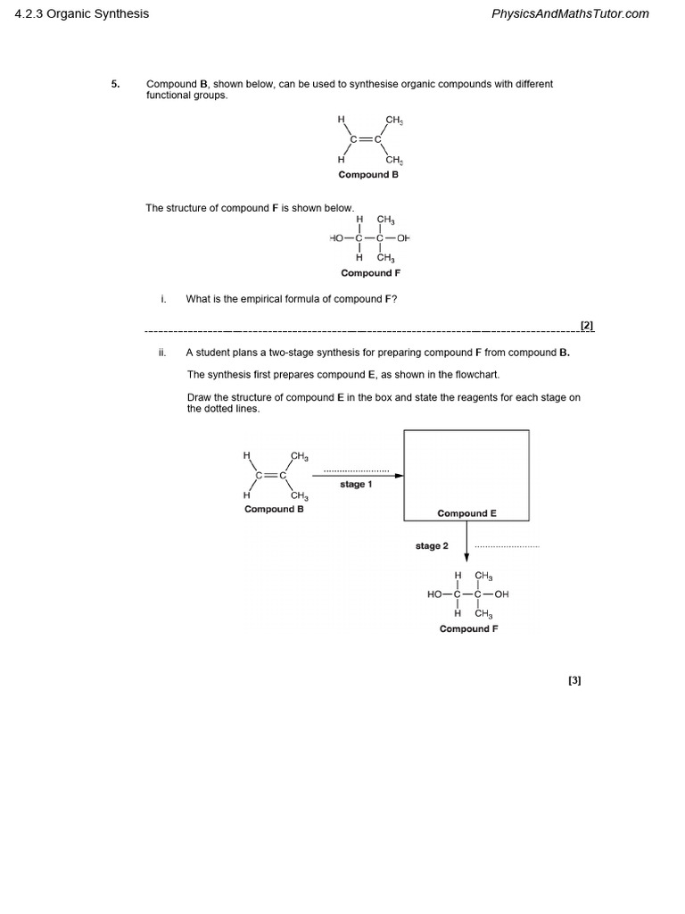 Organic Synthesis: Product Structures | PDF | Alkene | Chemical Reactions