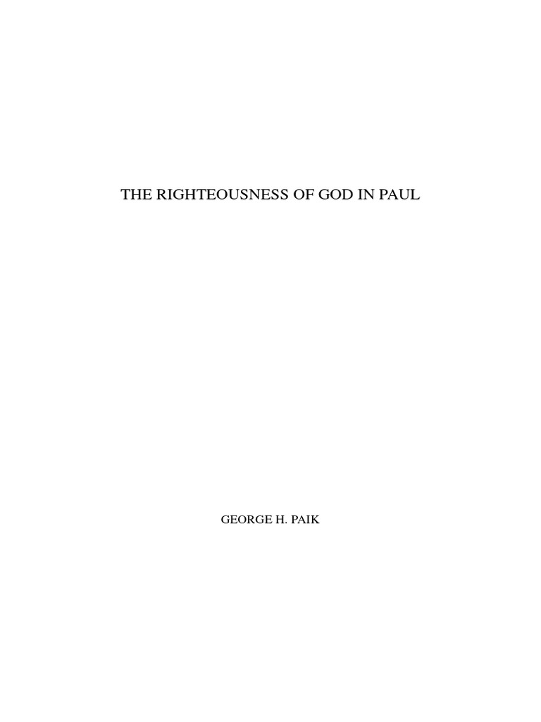 Understanding God's Righteousness in Paul | PDF | Revelation | Epistle ...