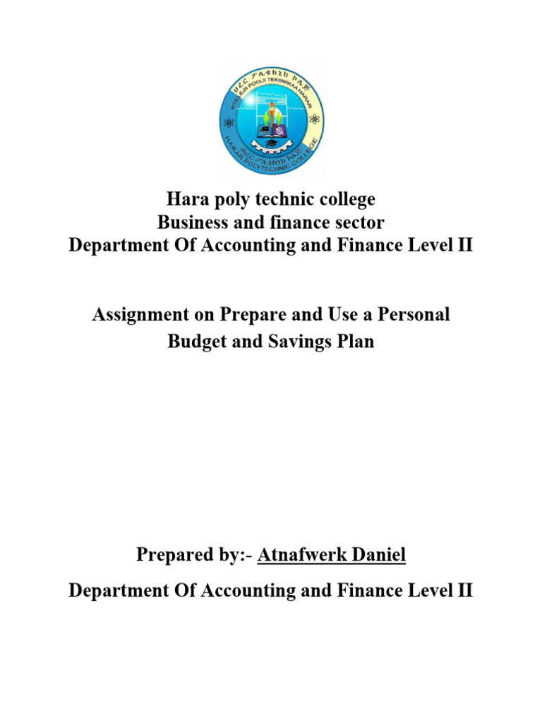 H.P.T.C Acc Dep Assignment of Rock For Sir, Andualem 2 | PDF | Budget | Expense