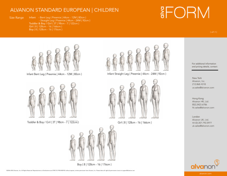 Alvanon European Size Chart for Kids | PDF