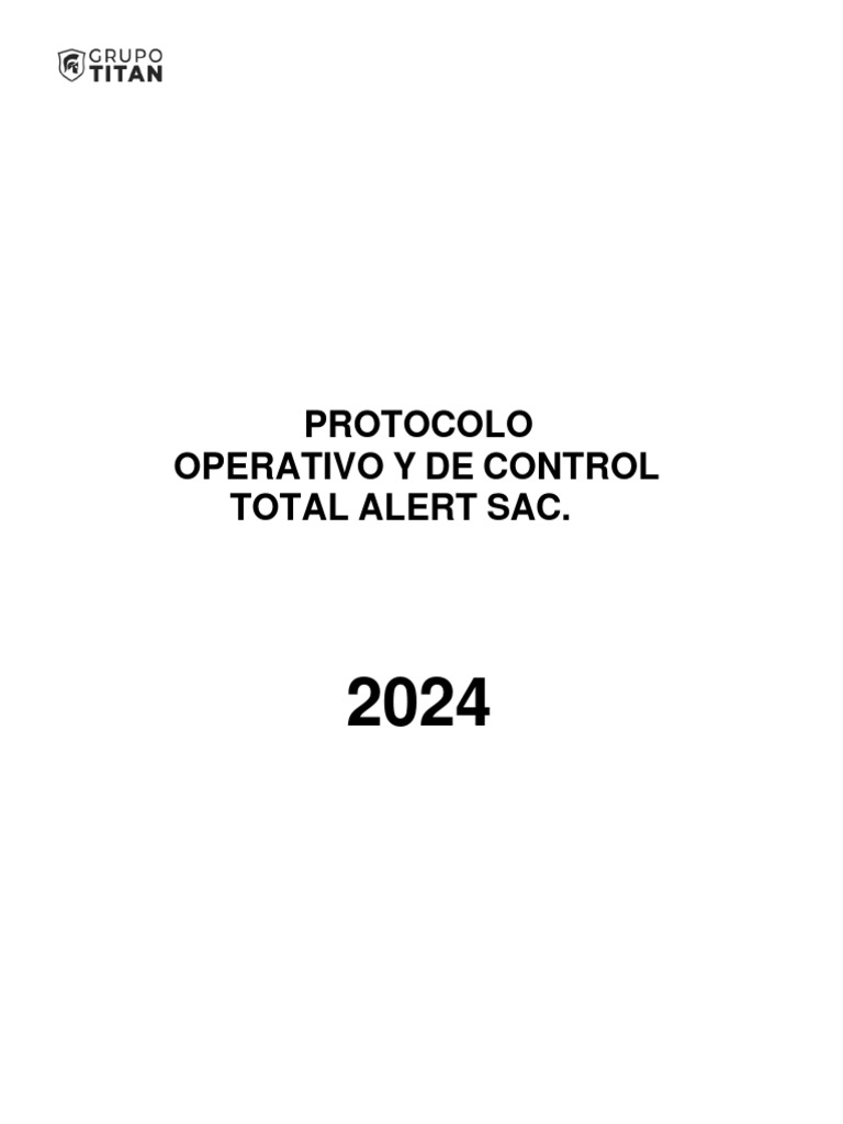Protocolo Operativo y Control 2024 TOTAL ALERT SAC | PDF | Valores ...