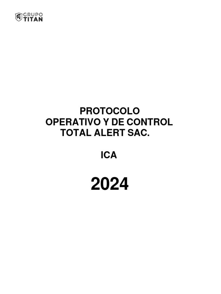 Protocolo Operativo y Control 2024 - ICA - TOTAL ALERT SAC | PDF ...