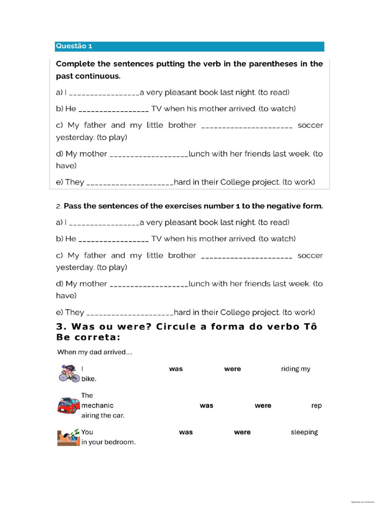 Past Continuous.exercises | PDF