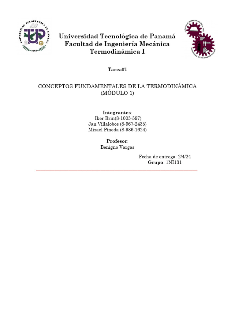 Termo Tarea 1 | PDF