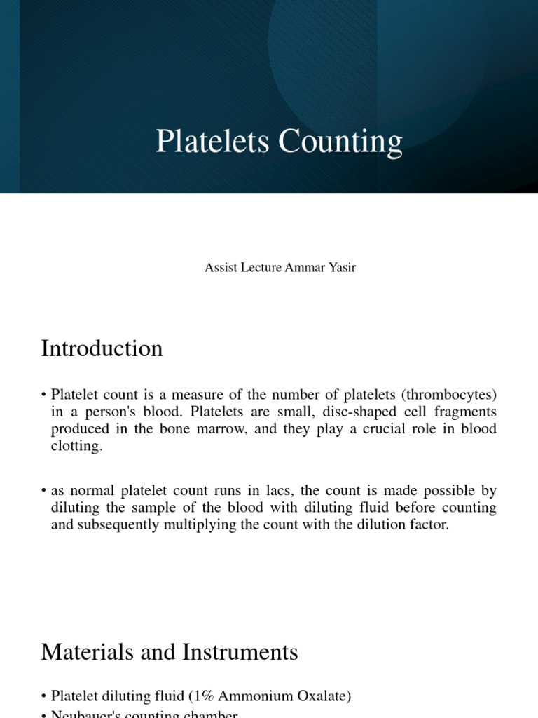 Platelets Counting | PDF