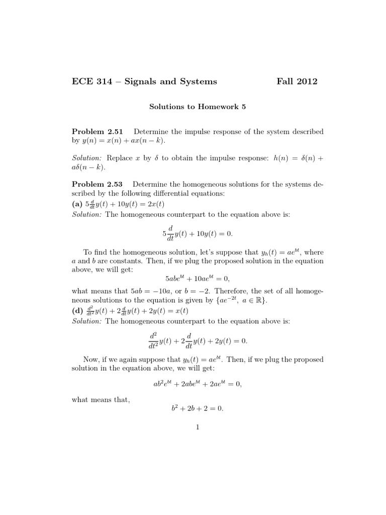 hw5 Sol F12 | PDF | Equations | Mathematical Objects