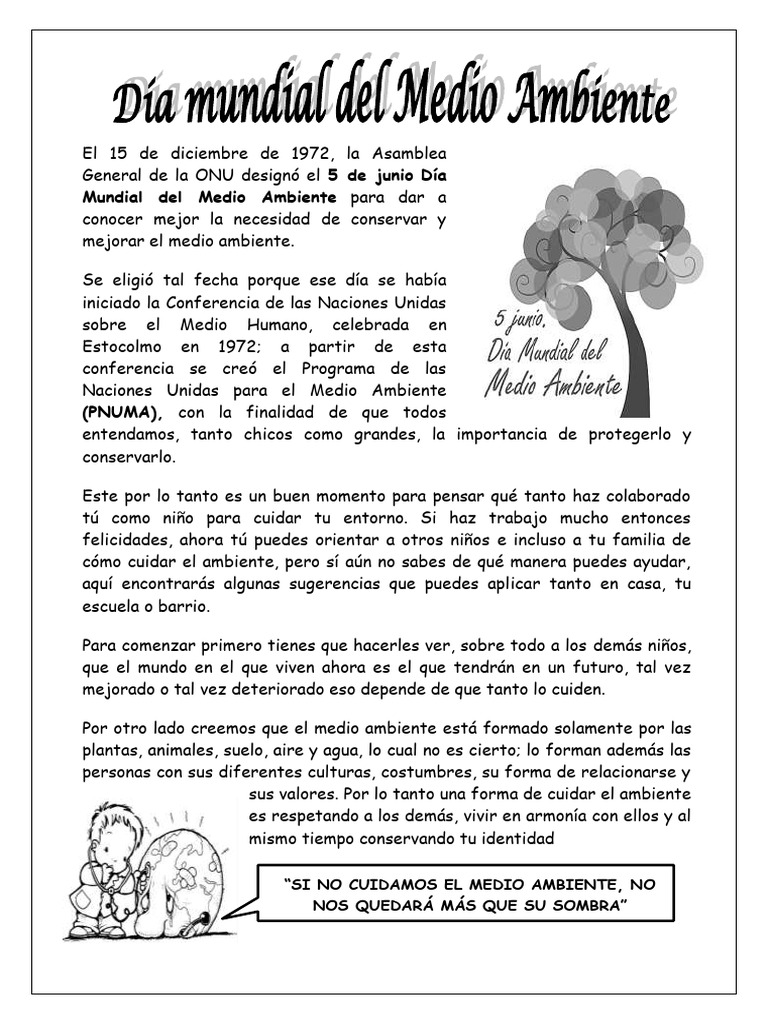 Día Mundial Del Medio Ambiente | PDF | Entorno natural | Naciones Unidas
