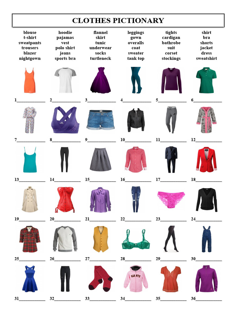 clothes pictionary 2 | PDF