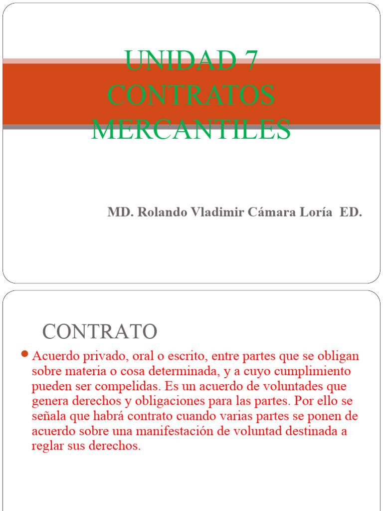 Elementos y Tipos de Contratos Mercantiles | PDF | Derecho privado ...