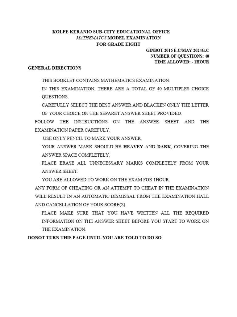 Mathematics Model Exam 2 | PDF | Circle | Classical Geometry