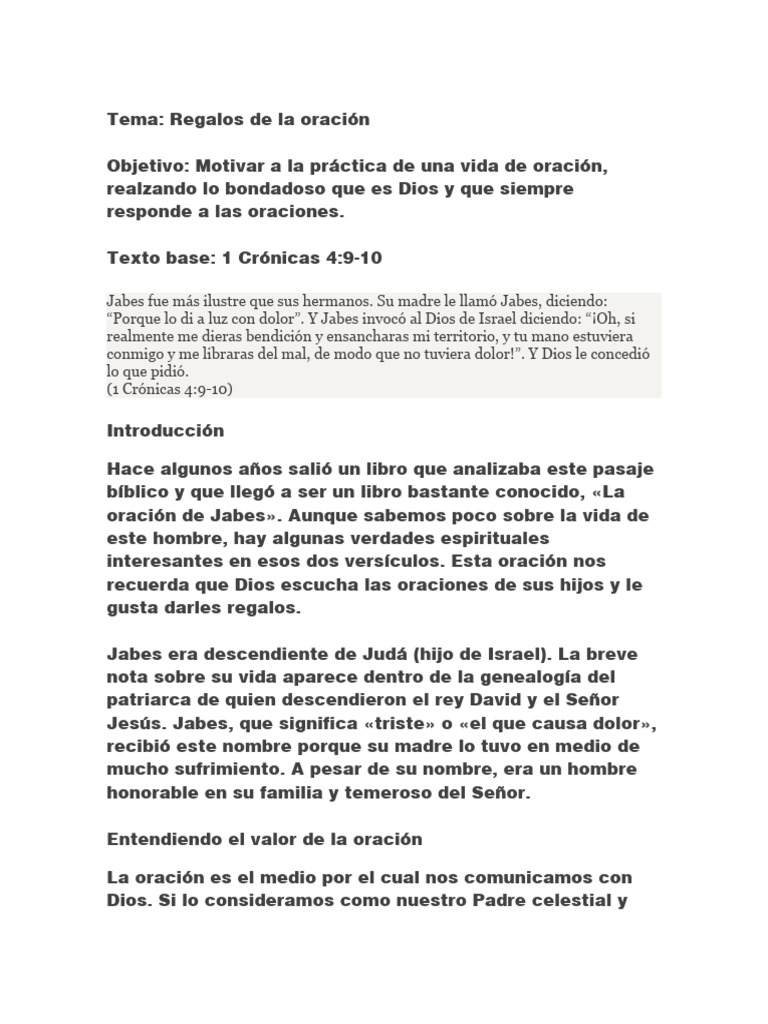 Tema La Oracion de Javes | PDF | Oración | Bendición