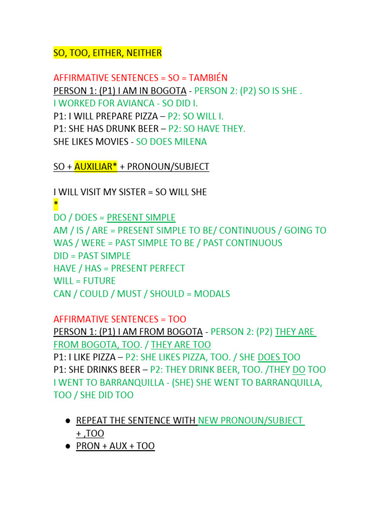 So Too Either Neither Pdf Syntax Linguistic Morphology