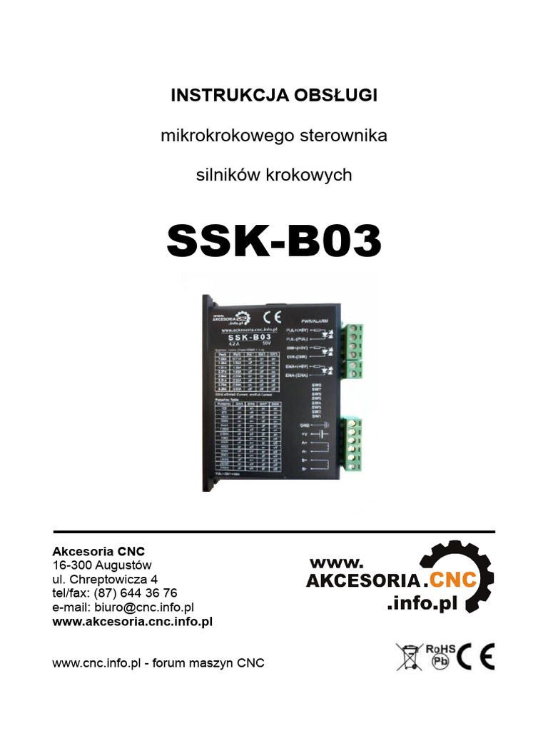 Instrukcja Obslugi Sterownika SSK B03 | PDF