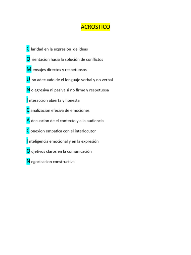 ACROSTICO | PDF | Comunicación | Aprendizaje