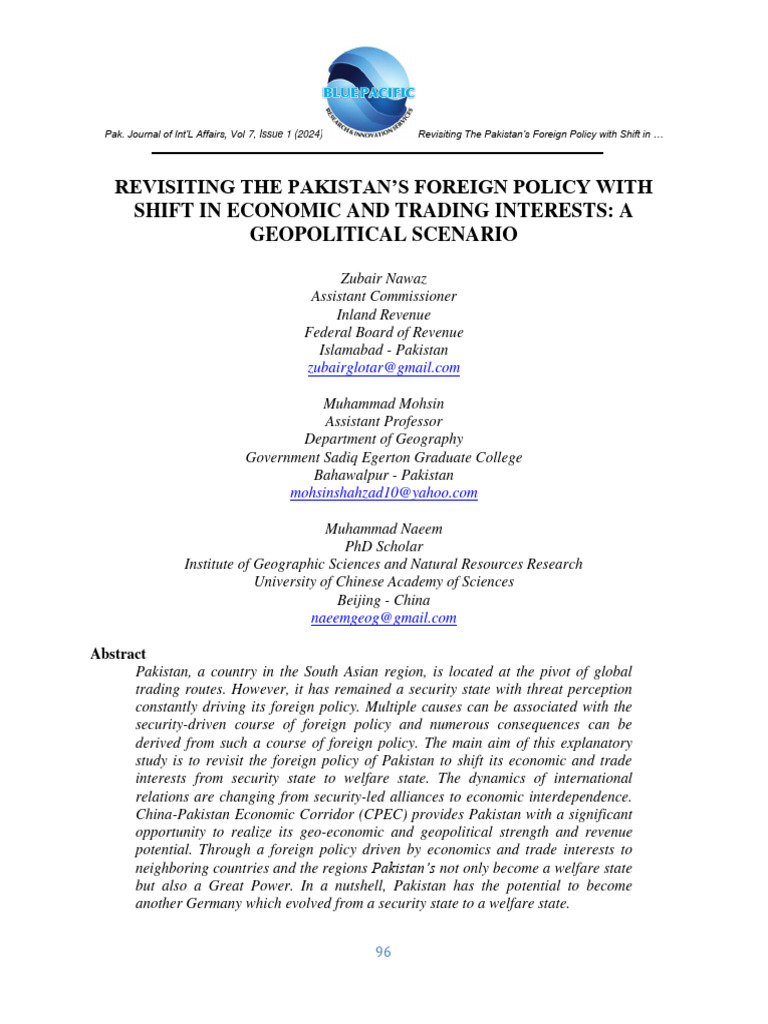 8 Revisiting The Pakistans Foreign Policy With Shift in Economic and ...