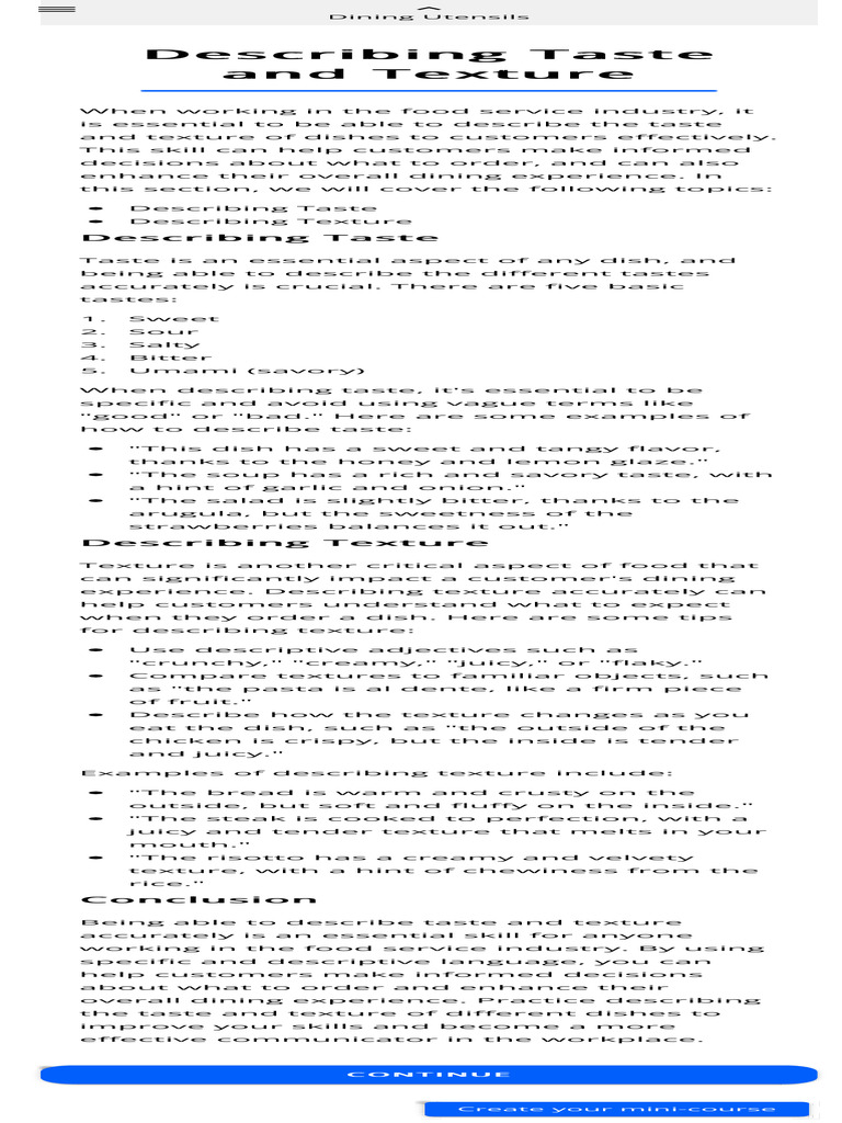 Mastering Taste and Texture Descriptions | PDF | Taste | Umami