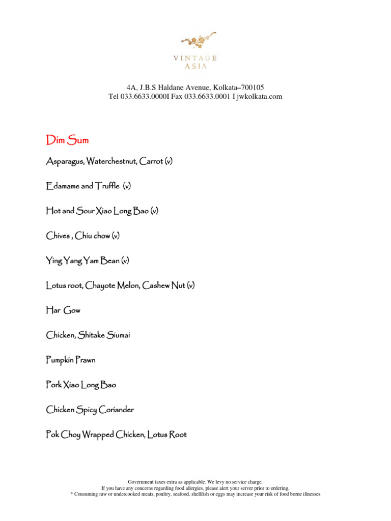 Vintage Asia Menu | PDF | Thai Cuisine | Curry