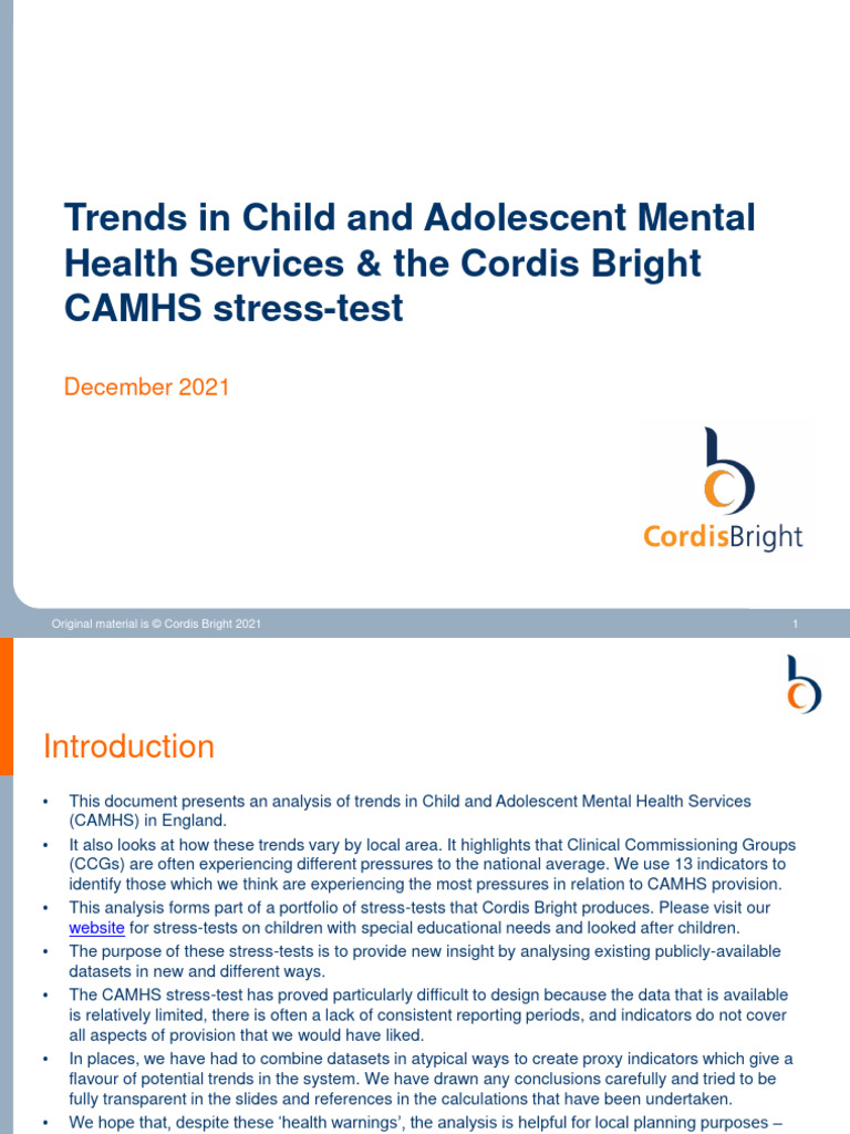 Camhs Stress Test 2021 | PDF | Needs Assessment | Health Care