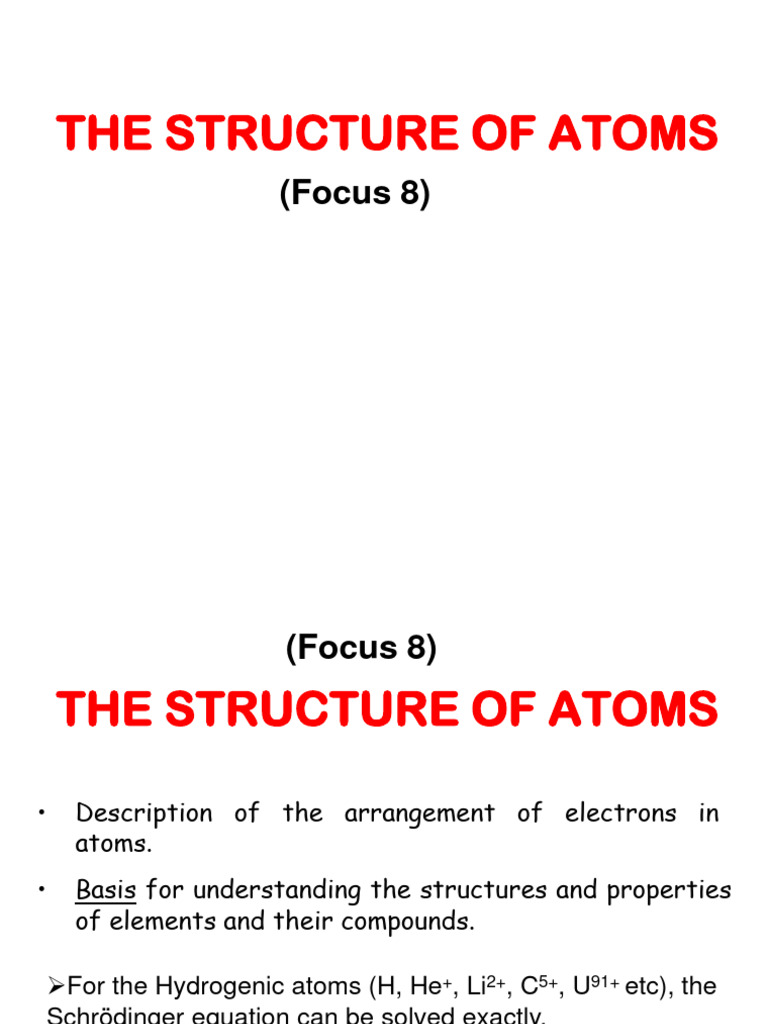 AtomicStrucure Slides | PDF | Atoms | Schrödinger Equation