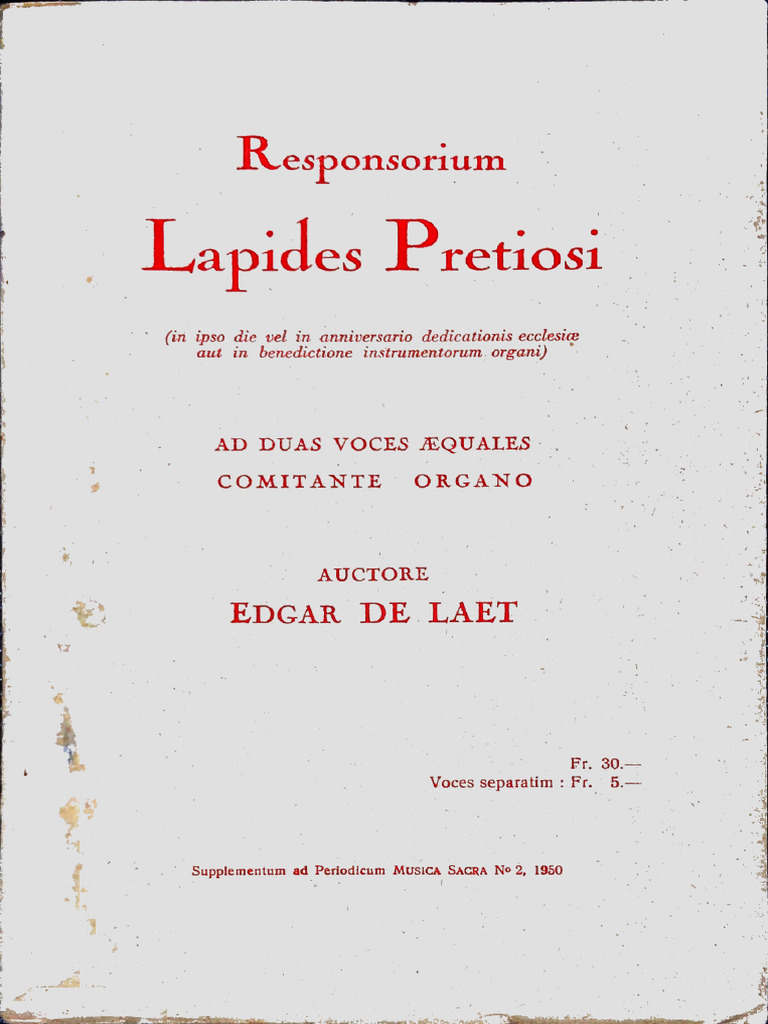De Laet Edgar - Lapides Pretiosi (2g + Orgel) | PDF