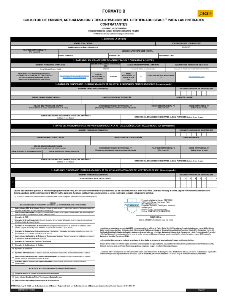 Desactivacion Seace (F) | PDF | Documento de identidad | Gobierno