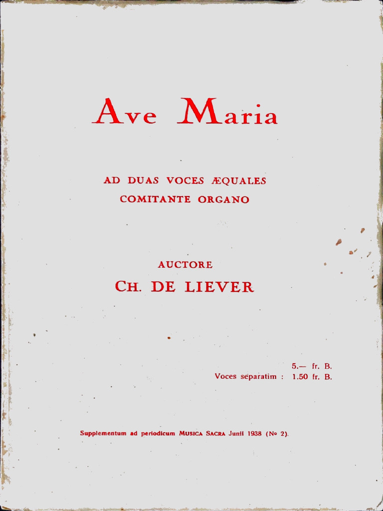 De Liever Charles -Ave Maria (2g + orgel) | PDF