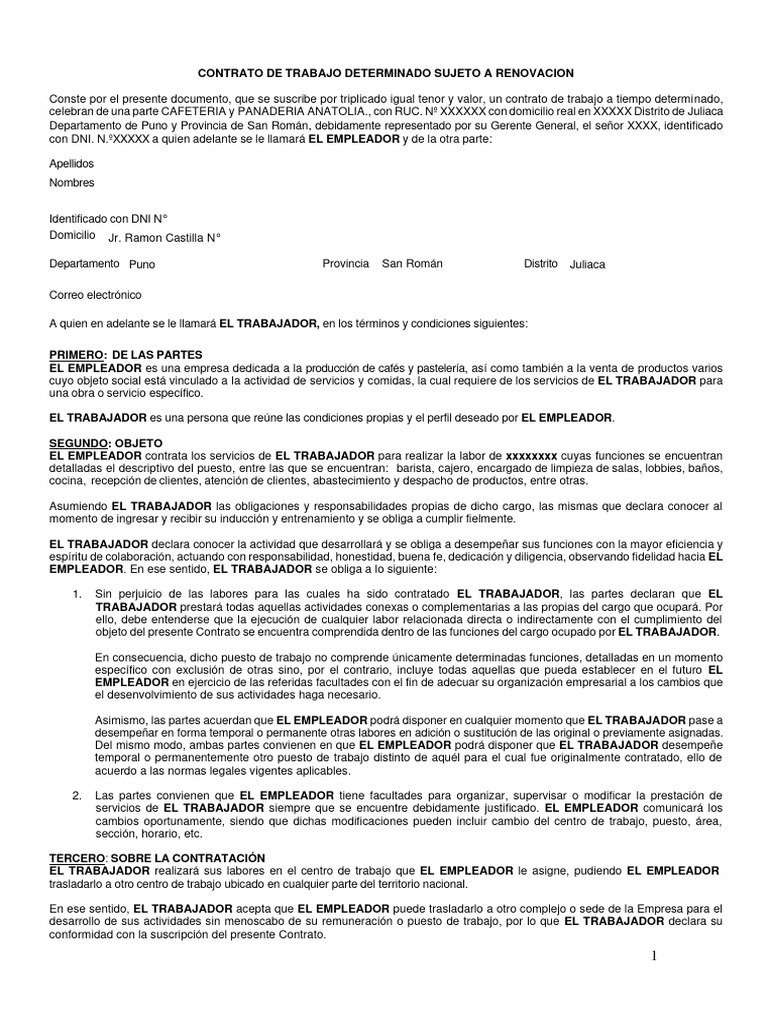 Contrato Oo | PDF | Derecho laboral | Economias