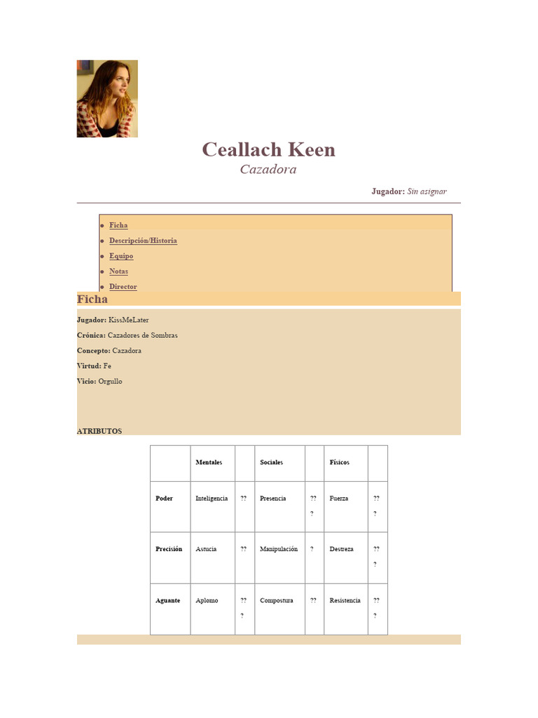Ceallach Keen: Cazadora y Su Historia | PDF