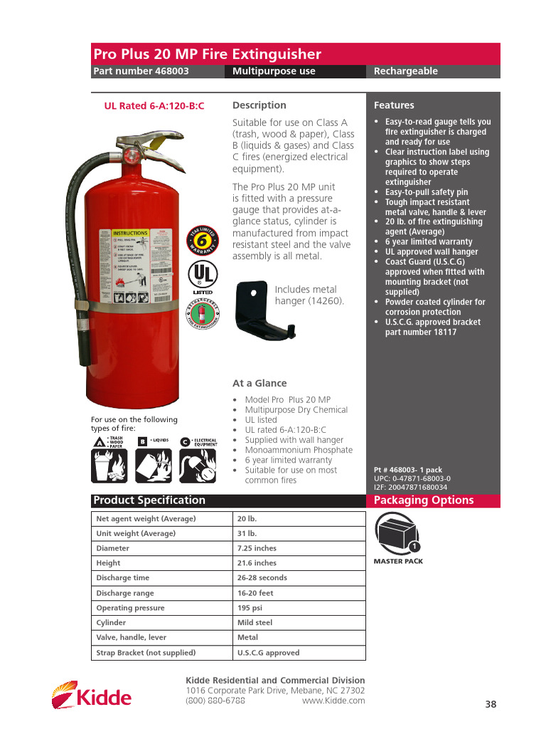 Ficha Tecnica Kidde (Badger) ABC | PDF | Equipment