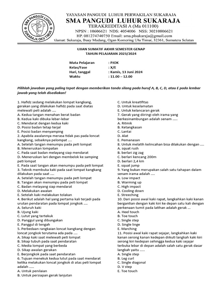 Soal Klas 10 Genap 2024 | PDF