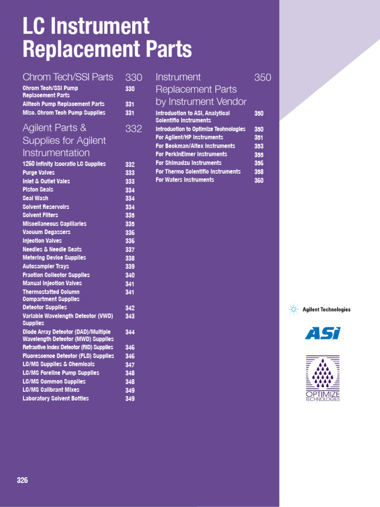 LC Instrument Replacement Parts Guide | PDF | Valve | Pump