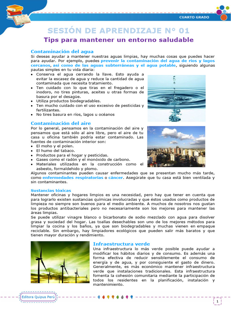 Anexo de Sesiones de Aprendizaje - Semana 1 - UD IV - Editora Quipus Perú | PDF | Contaminación ...