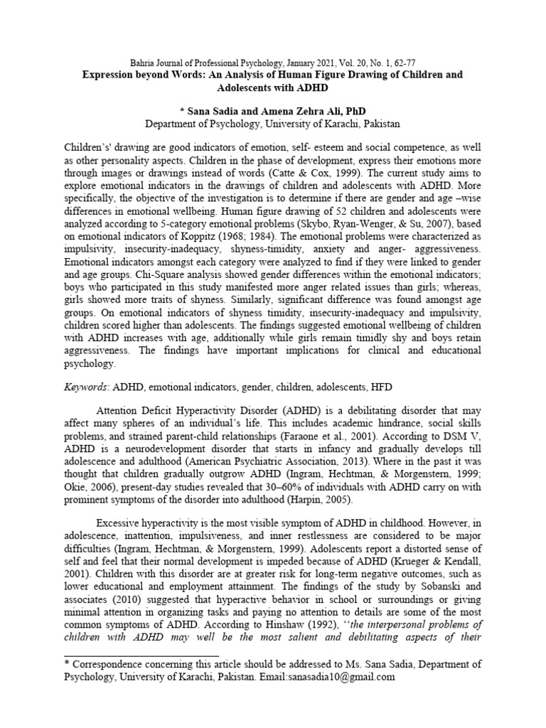 Bahria Journal of Professional Psychology, January 2021, Vol. 20, No. 1, 62-77 | Download Free ...