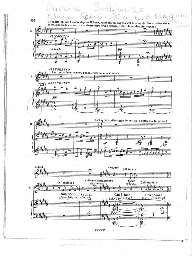 Puccini-Bohémélet-Rodolfo-Mimi Duett-Rodolf Ária-Mimi Ária-1.felv | PDF
