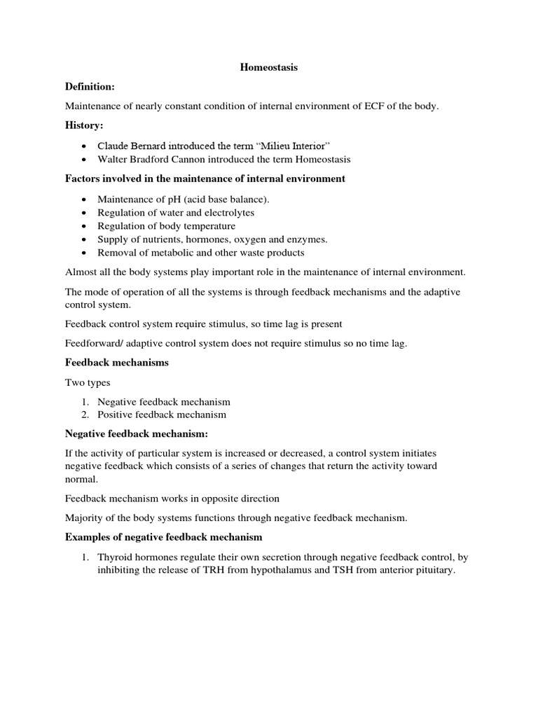Homeostasis | PDF | Homeostasis | Negative Feedback