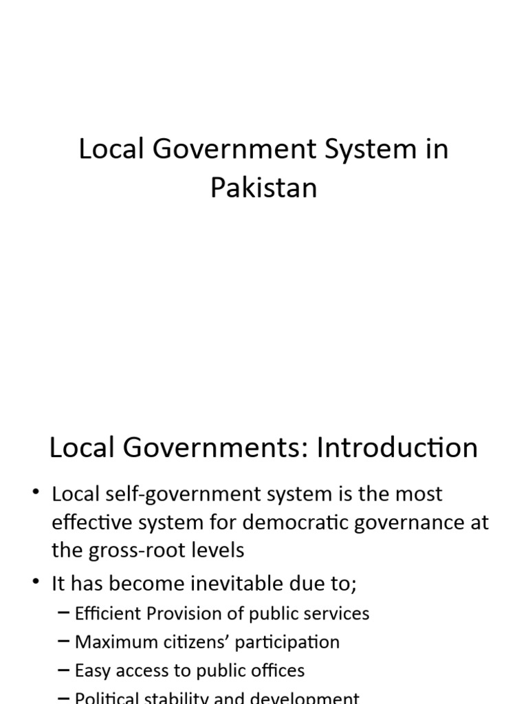 Local Government System in Pakistan | PDF | Political Science | Governance