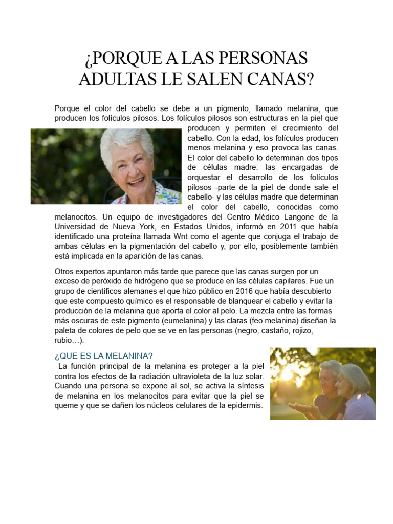 Porque A Las Personas Adultas Le Salen Canas | PDF | Salud y bienestar ...