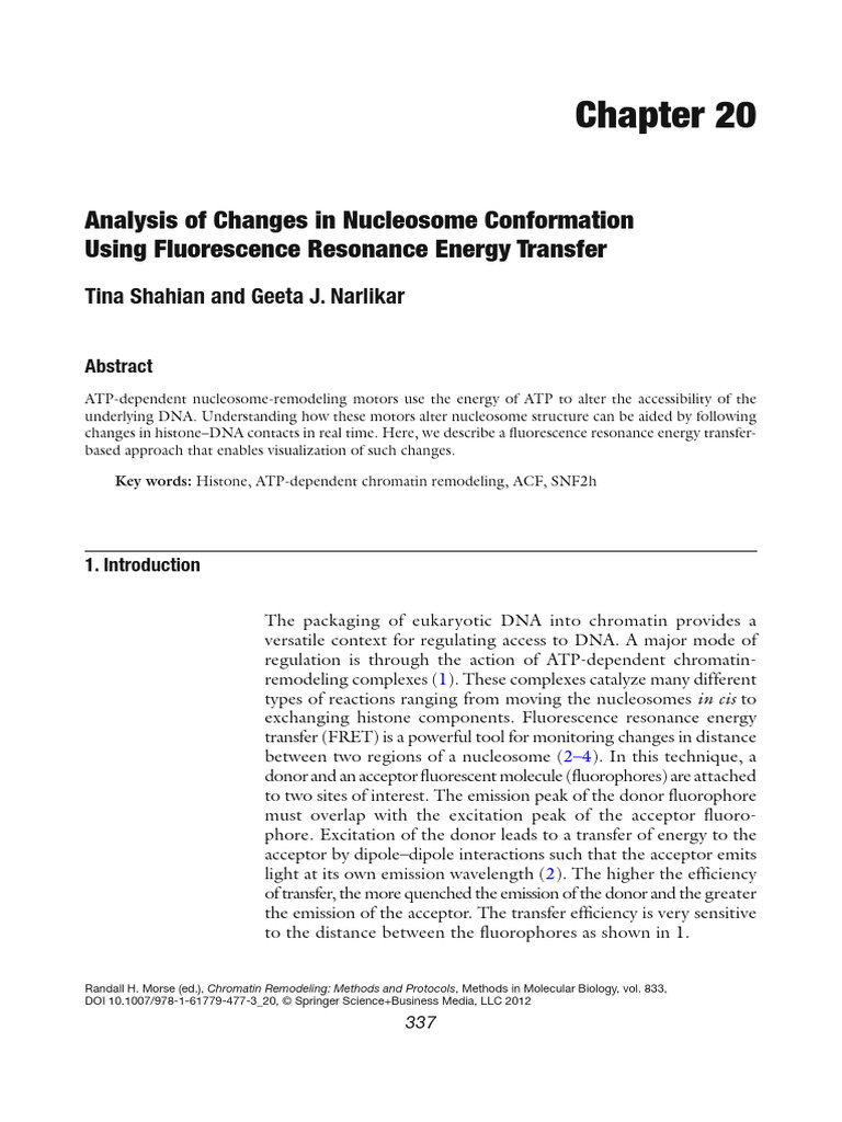 Protocol To Label Histone With Acceptor and DNA With Donor | PDF ...