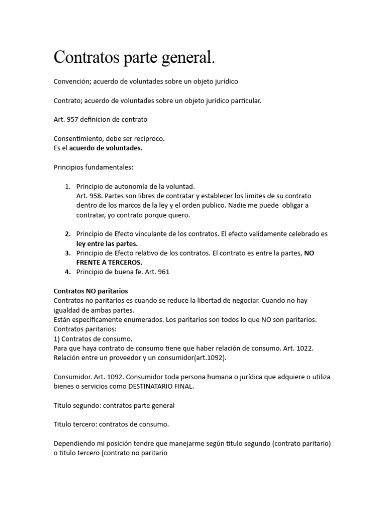Contratos parte general | Descargar gratis PDF | Consentimiento | Justicia