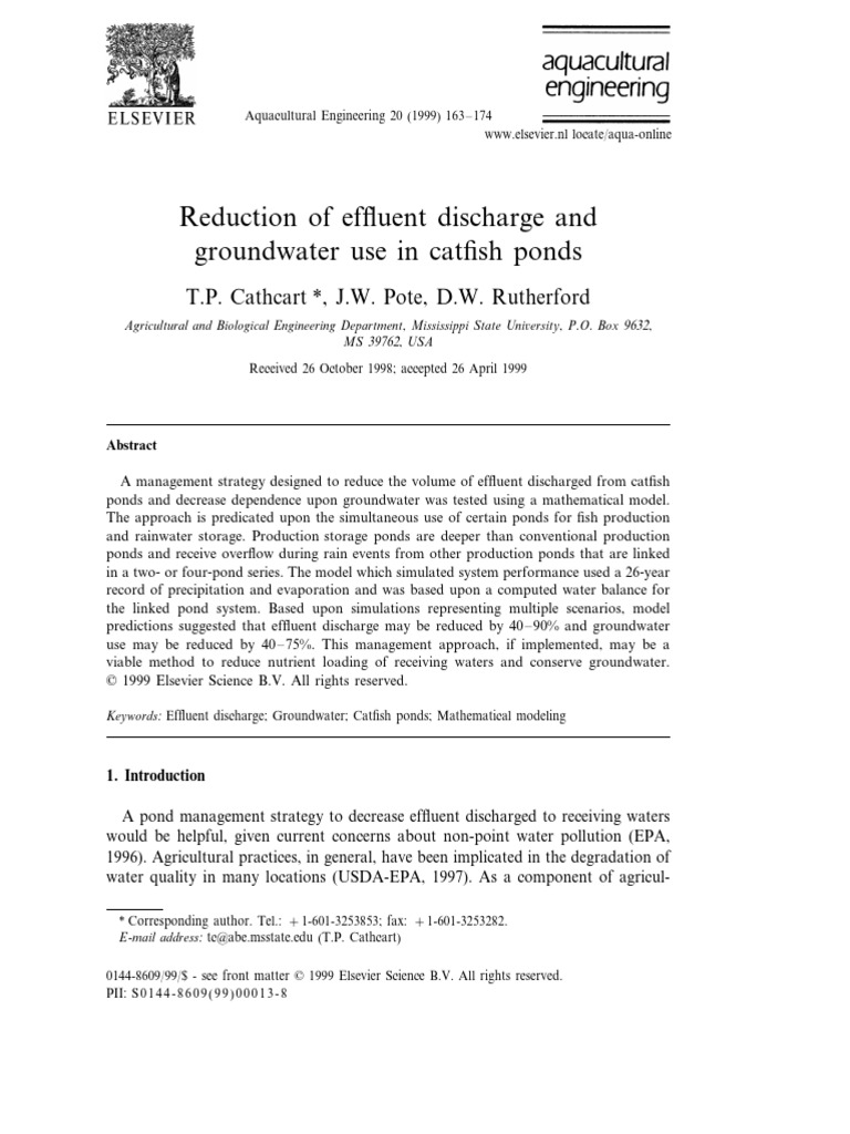 Reduction Of Effluent Discharge And Groundwater Use Download Free Pdf Groundwater Pond