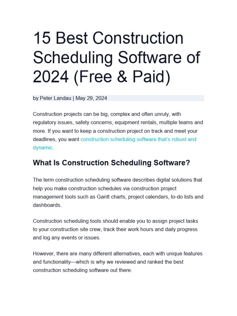 15 Best Construction Scheduling Software of 2024 | PDF | Scheduling (Computing) | Project Management
