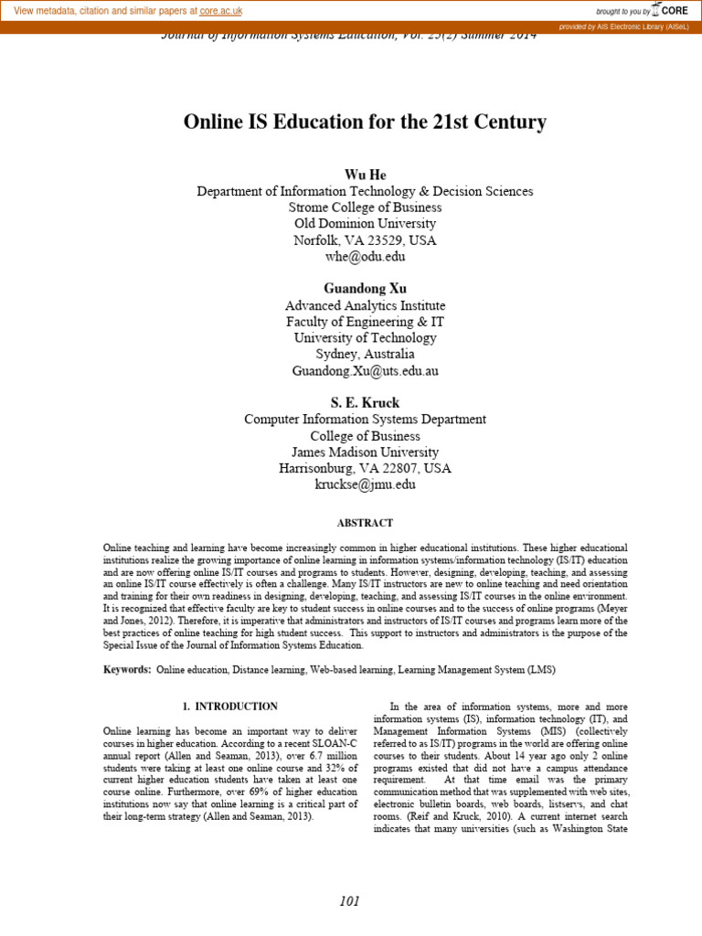 Online IS Education For The 21st Century: Journal of Information ...