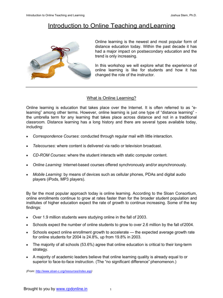 Online Teaching and Learning Overview | PDF | Educational Technology ...