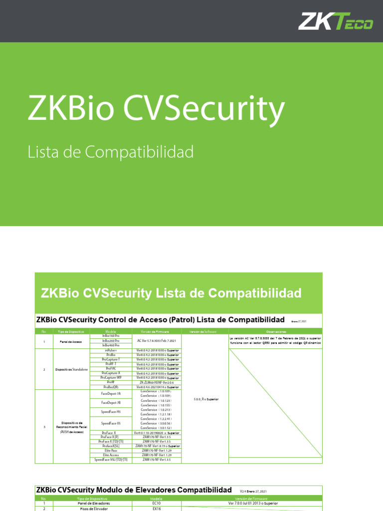 Compatibilidad de ZKBio CVSecurity | PDF | Escáner de imagen ...