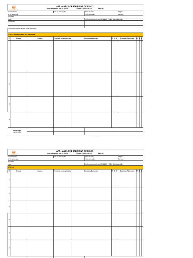 APR - Modelo de APR REV.00 | PDF