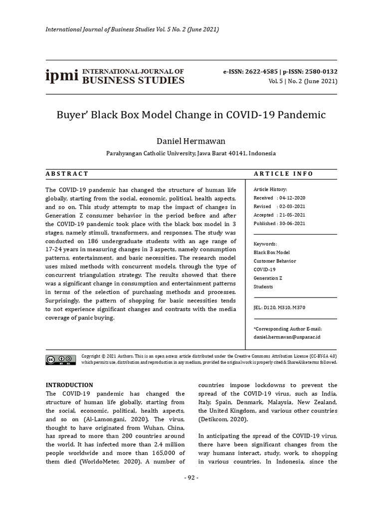 Buyer Black Box Model Change in COVID-19 Pandemic | PDF | Behavior ...