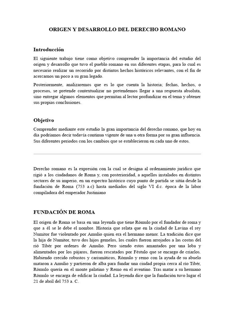 Origen y Desarrollo Del Derecho Romano | Descargar gratis PDF | Roma ... Origen y Desarrollo Del Derecho Romano | Descargar gratis PDF | Roma ...