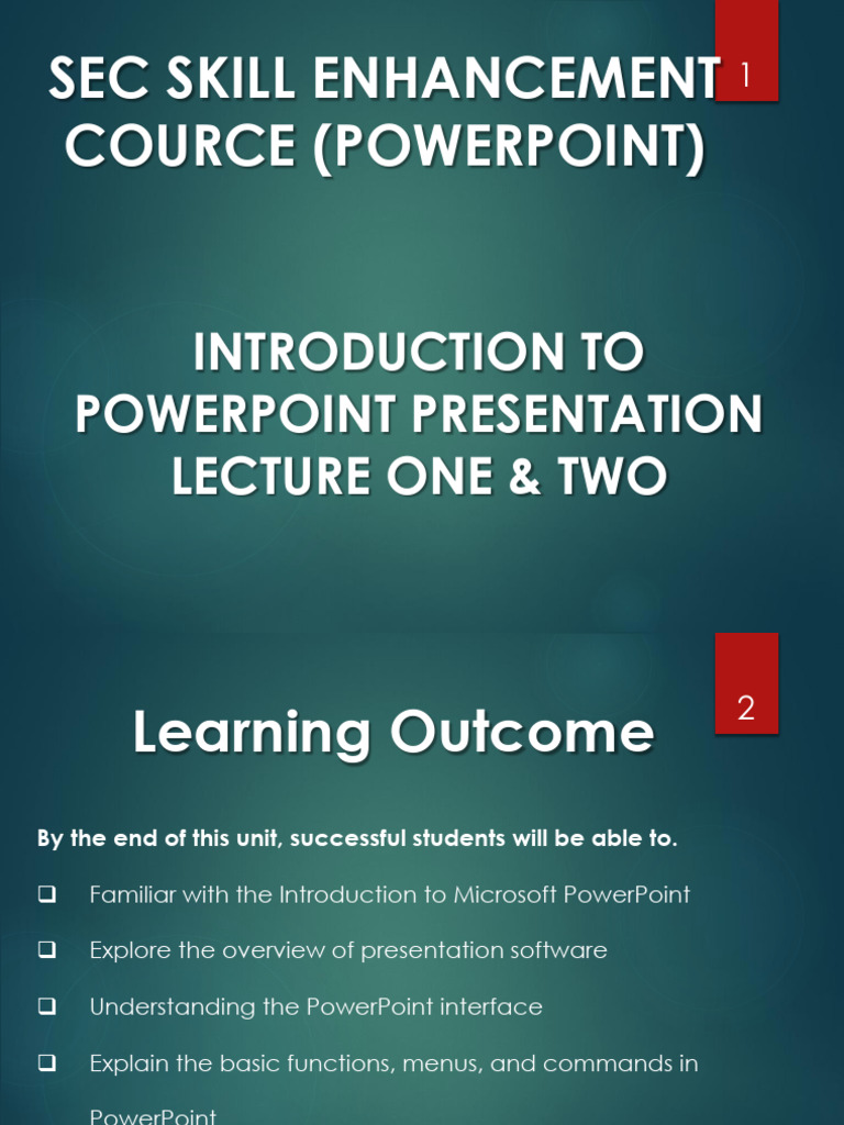 POWERPOINT LECTURE NOTE FOR WEEK ONE and TWO | PDF | Microsoft Power Point | Computer File