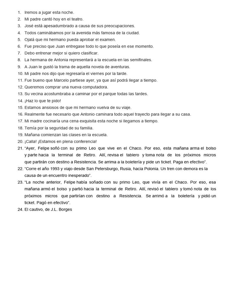 Verbos en Oración y Narración | PDF | Narración | Gramática